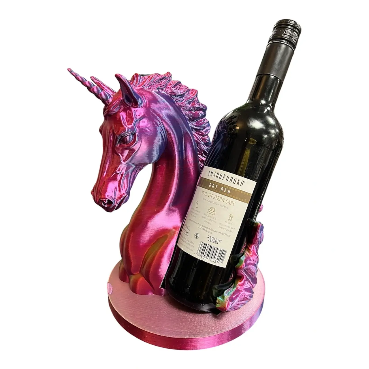 Unicorn veinipudeli hoidja Red Gold Blue – 3dmarket