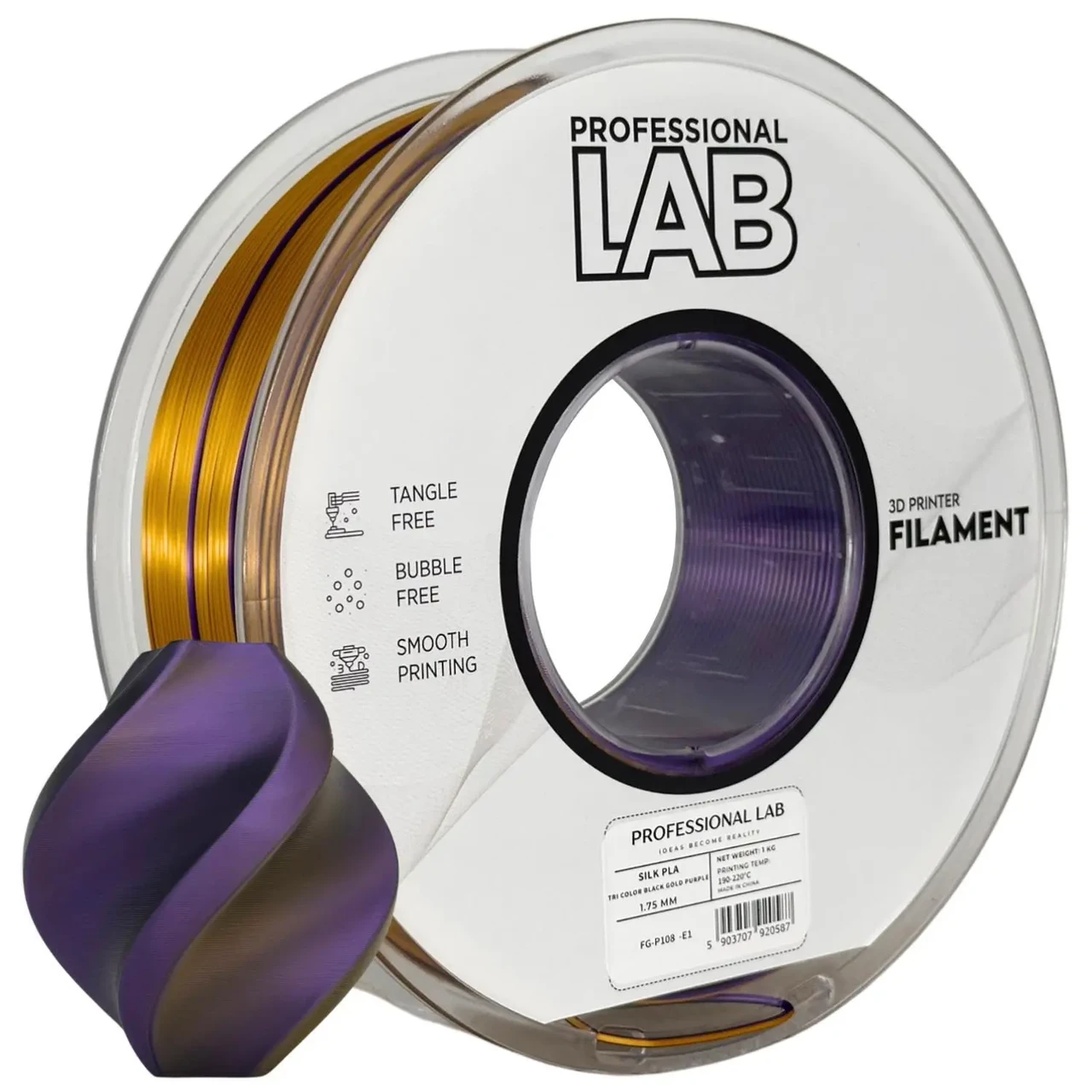 SILK PLA Black Gold Purple Tri Color 1kg Prolab 1,75mm filament – 3dmarket